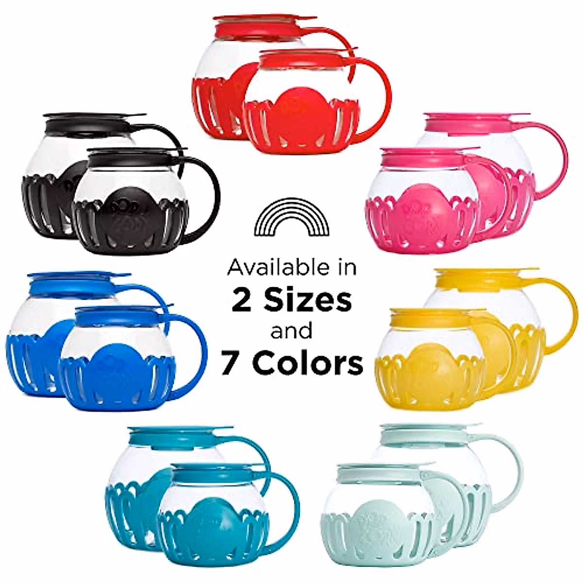 Ecolution Patented Micro-Pop Microwave Popcorn Popper with Temperature Safe Glass, 3-in-1 Lid Measures Kernels and Melts Butter, Made Without BPA, Dishwasher Safe, 3-Quart, Black