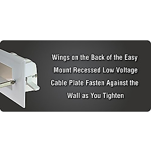 DATA COMM Electronics 45-0008-WH Easy Mount Recessed Low Voltage Cable Plate - Acrylonitrile Butadiene Styrene , White