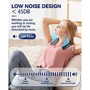 Neck Fan, 6000mAh 4 Turbo Portable Bladeless Personal Fans Rechargeable Battery, 3+3 Speeds Hands Free Hanging 360° Cooling Fans Free Adjustment Width, Wearable Leafless for Travel InOutdoor