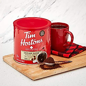 Tim Hortons Original Blend, Medium Roast Ground Coffee, Canada’s Favorite Coffee, Made with 100% Arabica Beans, 32.8 Ounce Canister