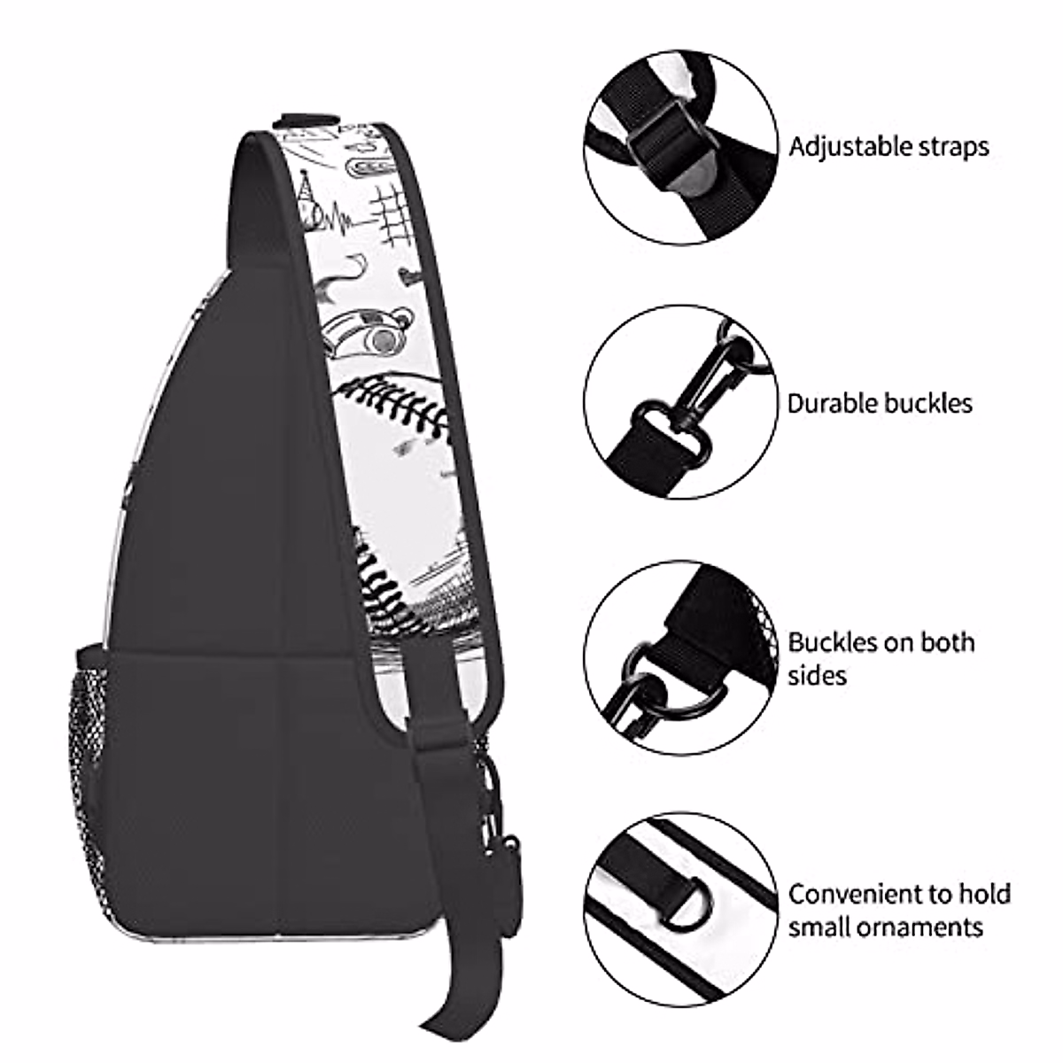 RUVNSR Baseball Sling Bag Sport Ball Chest Bag Casual Backpack Baseball Crossbody Bags Travel Hiking Daypack For Adults Women Men Gifts