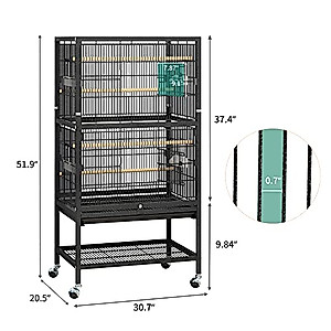 YITAHOME 52 inches Birdcage Cover and Bird Cage Seed Catcher, Bird Cages for Parakeets, Parrot, Cockatiel, Pigeon, Flight cage for Birds