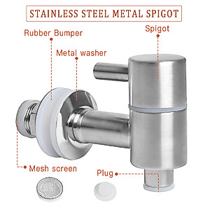 Akamino Spigot for Beverage Dispenser, Stainless Steel Lever Pour Spout Water Dispenser Replacement Faucet for Berkey and other Gravity Filter systems