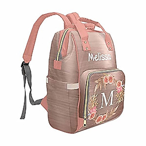 InterestPrint Personalized Pink Floral Diaper Backpack Personalized Mommy Nursing Baby Bags Nappy Bag Casual Travel BackPack for Mom Girl
