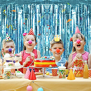 BEISHIDA 2 Pcs Light Blue Door Streamers Tinsel Curtain Party Backdrop Fringe Foil Wall Background for Birthday Halloween Christmas Wedding Boys Babyshower Party Decoration(3.28 ft x 6.56 ft)