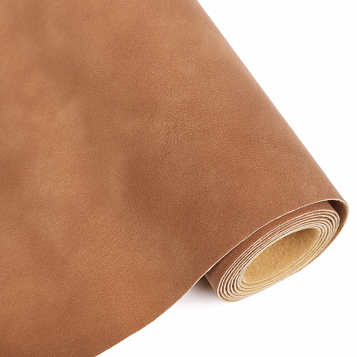 Funcolor Frosted Faux Leather Roll: 12x52 Inch Brown Soft Faux Suede Fabric Synthetic Solid Leatherette Sheet for Sewing Crafts Making Earring Bows