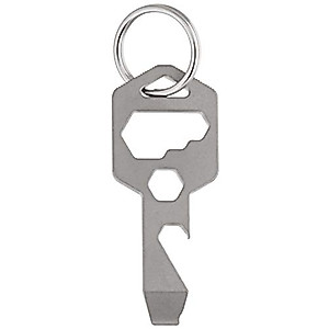 CLOSS 8 in 1 Titanium Multitool Keychain- Bottle Opener, Screwdriver and Wrench (Silver)