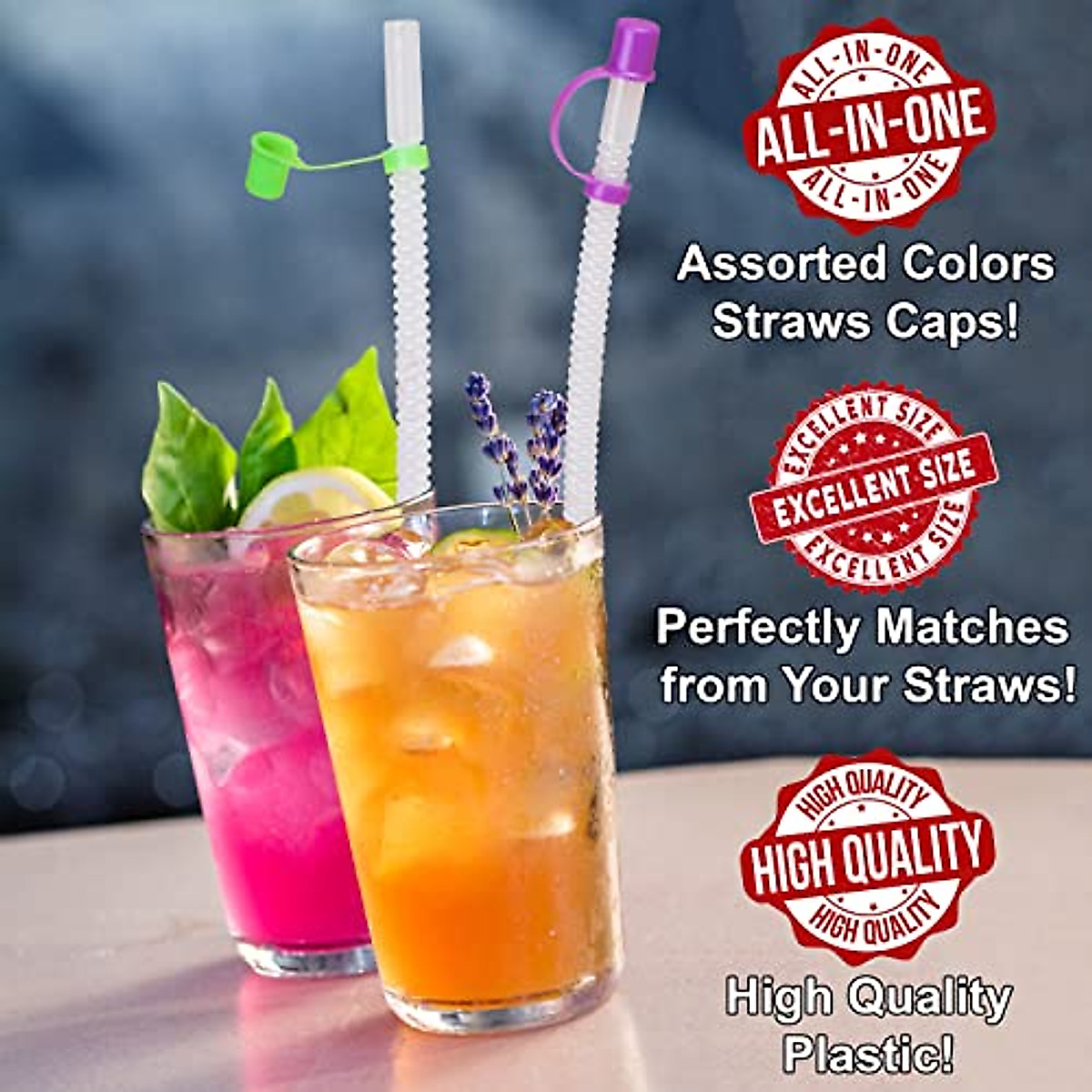 10pcs Mixed Color Caps Drinking Straw CAPS for 3/8" Diameter Straws - - straw cover - straw caps covers - Mixed color