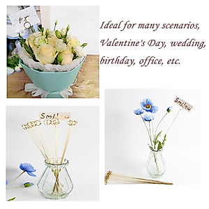 YUXIANG 20Pcs Floral Card Holder Picks, 12 Inch Gold Round Flower Picture Holders, Metal Wire Flower Picks Clip for Wedding Party Birthday ​Cake