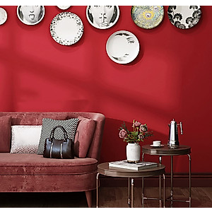 Micpolo 15.7" x 118" Thicken Red Wallpaper Red Contact Paper Solid Color Peel and Stick Wallpaper Matte Red Contact Paper for Cabinets Self Adhesive Wallpaper for Kitchen Countertops Wall