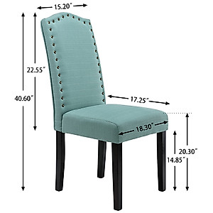 LSSPAID Dining Chairs Set of 4, High Back Fabric Upholstered Parsons Dining Room Chairs, Nail Head Trim Dining Chair, Teal