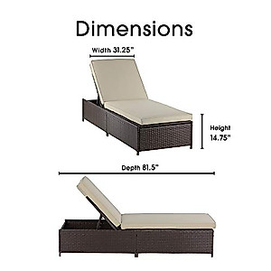Serta Brown Resin Wicker Outdoor Patio Furniture Collection, Storage Chaise Lounge, Beige
