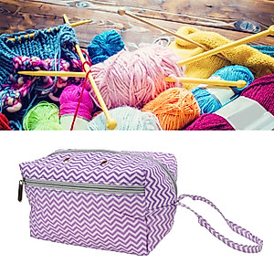 ENTHUSRI Yarn Storage Bag Best Durable Travel Storage Bag Purple Striped Design Knitting Accessories Case for Crochet Accessories