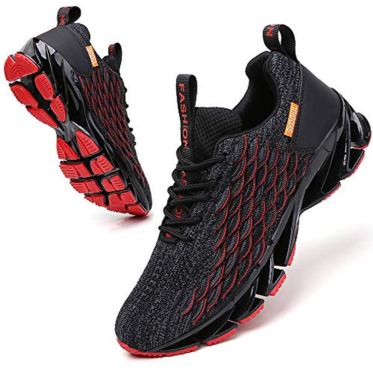 SKDOIUL Men Sport Running Sneakers Tennis Athletic Walking Shoes mesh Breathable Comfort Fashion Runner Gym Jogging Shoes Black red Size 9