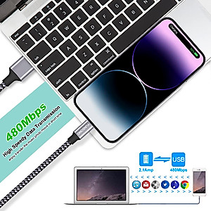 YUNSONG iPhone Charger [MFi Certified], 3Pack 6FT Nylon Braided Lightning Cable Fast Charging High Speed Data Sync USB Cord Compatible with iPhone 14 13 12 11 Pro Max XS XR X 8 7 6S 6 Plus SE