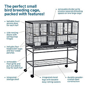 Prevue Pet Products F070 Hampton Deluxe Divided Breeder Cage with Stand,Black Hammertone,1/2"