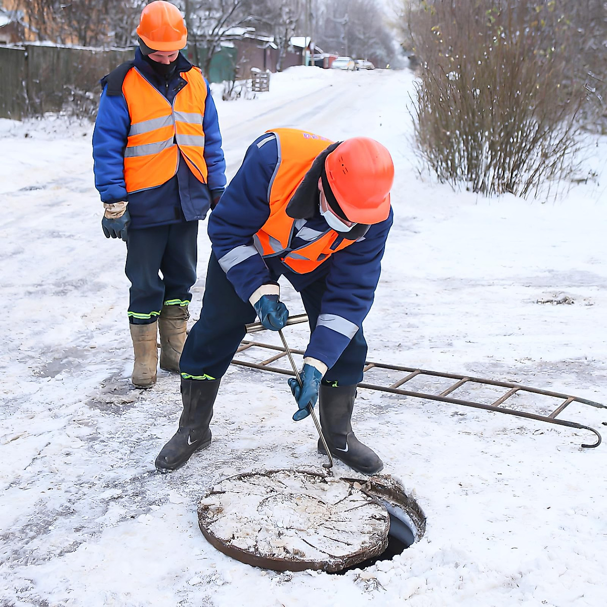 38cm Utility Tool Stainless Steel Manhole Cover Hook T Hook Manhole Tool Manhole Lift Hooks T- Handle Meat Boning Hook for Trampoline Pull Springs Open Manhole Covers Hook Tool