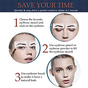 Eyebrow Stencil,Eyebrow Shaper Kit 24 Styles 3 Minutes Makeup Tools For Eyebrows Extremely Elaborate Reusable Eyebrow Template Eyebrow Gel Eyebrow Tint Dye Stencils for A Range Of Face Shapes