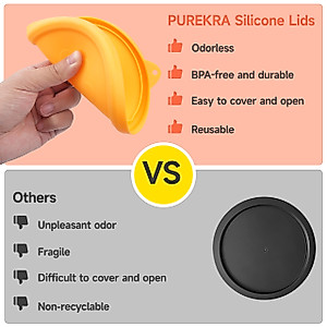 Purekra 3 Pack Silicone Replacement Lids for Pyrex 7402-S 1.3 Qt, 7403-S 2.3 Qt, 7404-S 4.5 Qt Sculpted Tinted Glass Mixing Bowls (BOWL NOT INCLUDED)