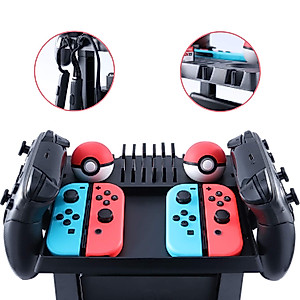 Storage Stand for Nintendo Switch, Storage Stand Controller Holder for Nintendo Switch Accessories and 2 Poke Ball Plus Controllers