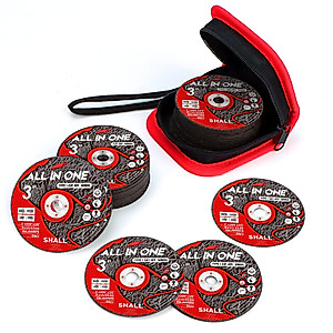 SHALL 25-Pack Cut Off Wheels 3” x 3/8” x 3/64” - Ultra Thin Cutting Wheel with Pouch for Angle Grinder & Cut-Off Tools - Fast Cutting Disc for INOX, Steel, Iron, Non-Ferrous Metal & PVC