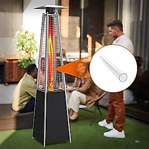 SafBbcue Patio Heater Glass Tube Replacement for 4-Sided Outdoot Liquid Propane Patio Heater, 49.5" Tall 4" Diameter Heater Temperature Resistant Quartz Glass Tube with Neoprene Ring for Patio Heater