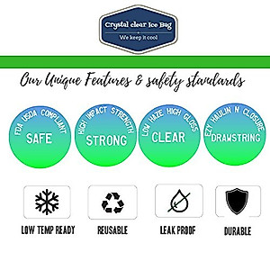 Crystal Clear Plastic Ice Bags with Cotton Draw String, 10 lb., Pack of 100