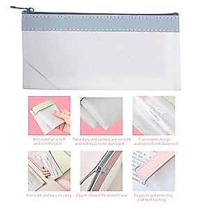 4Pcs Pencil Case Set Clear Pencil Storage Pouch Exam Pencil Ba with Zipper Makeup Cosmetics Bag for Women School and Office Supplies（Pink Green Beige White and Blue）