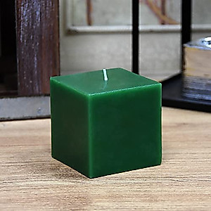 Zest Candle 3 by 3-Inch, Hunter Green Square Pillar Candle, 3" L x 3" W x 3" H