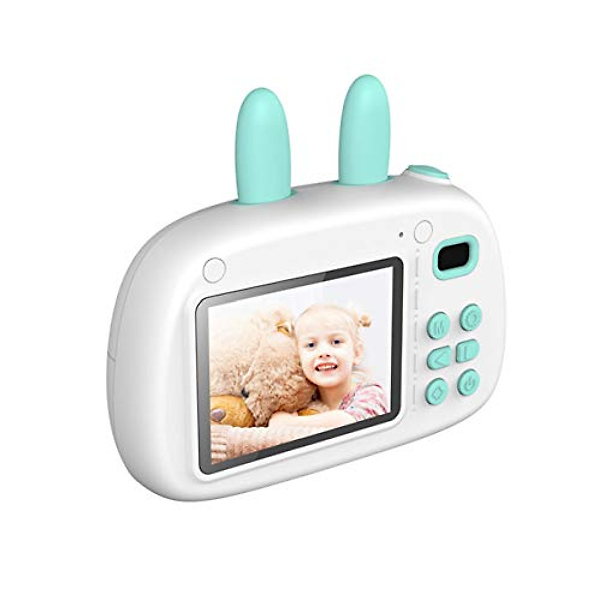 MCJL Child Camera Child Digital Camera Photograph Print Camera Cartoon Rabbit Video Recorder 1080P High List Anti Dual Lens 2.4 Inch IPS Screen,Blue,32GB