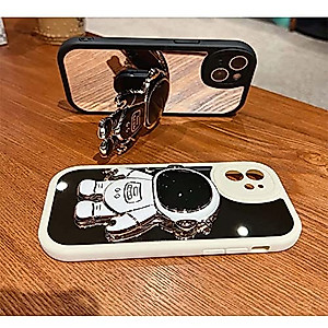 for iPhone 12 Pro Max Case with Astronaut Hidden Stand,Luxury Bling Acrylic Mirorr Phone Case with Camera Protection,Cute Cartoon Soft Silicone Bumper Cover for iPhone 12 Pro Max for Girls Women