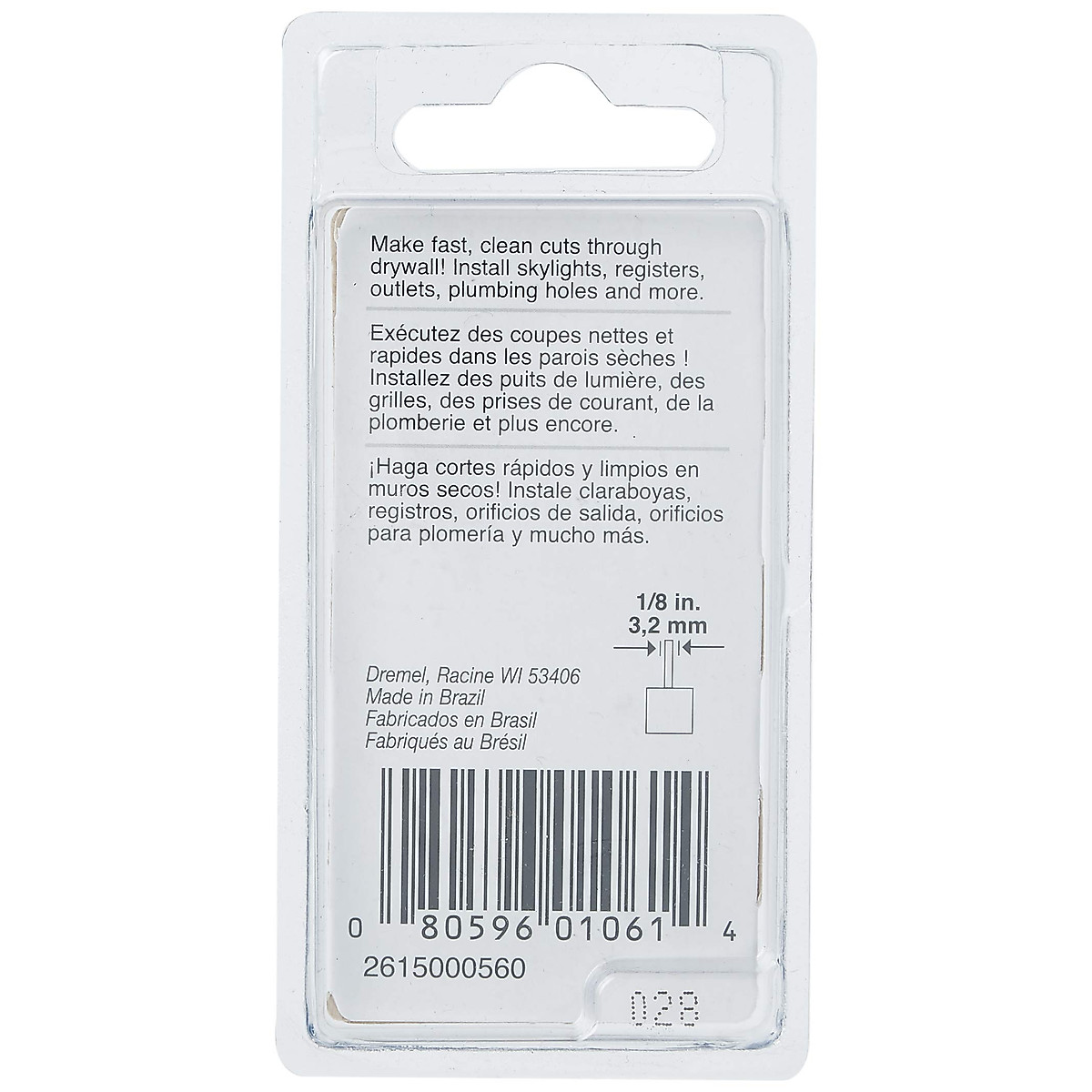 Dremel 560 Drywall Cutting Bit , 1/8",Gray