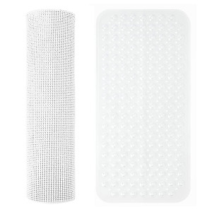 Home Genie Drawer Liner and Bathtub Mat, Drawer Liner Size 12IN x 20FT in Pure White, Non Adhesive Roll, Bath Mat Size 31x15 in Clear, Machine Washable, 2 Item Bundle