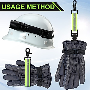 Amylove 4 Pieces Firefighter Glove Strap Firefighter Fire Helmet Band Glove Safety Strap with Green Reflective Trim Rubber Helmet Strap Firefighter Tools Fire Gear Accessories