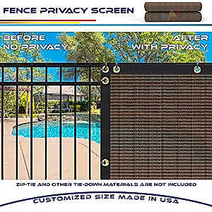 Windscreen4less Heavy Duty Fence Privacy Screen Brown 4' x 19' with Reinforced Bindings and Brass Grommets Garden Windscreen Mesh Net for Outdoor Yard-Cable Zip Ties Included