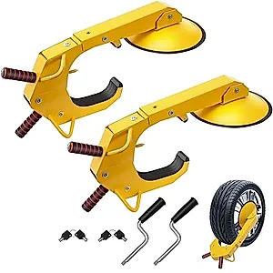 Mophorn 2pcs Heavy-Duty Trailer Wheel Clamp Locks - Adjustable Anti-Theft Tire Locks for Trailers, Cars, Trucks, SUVs
