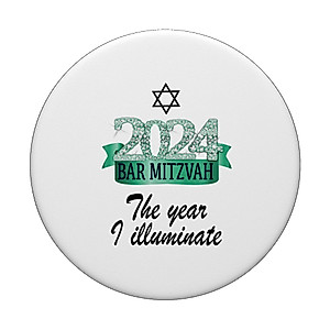 2024 Bar Mitzvah Quote Festive White Turquoise Decor PopSockets Standard PopGrip