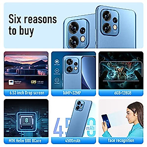 5G WiFi Smartphone, 8GB RAM 128GB ROM X40 Pro Mobile Phone Face Recognition 4500mAh for Daily Life Use (US Plug)