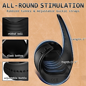 Talerly Penis Training Vibrator Male Masturbator, Mens Glans Stimulating Sex Toys, 10 Vibration Modes for Ejaculation Training, Adult Toys Men Pleasure Prolong Endurance, Adjustable Buckle