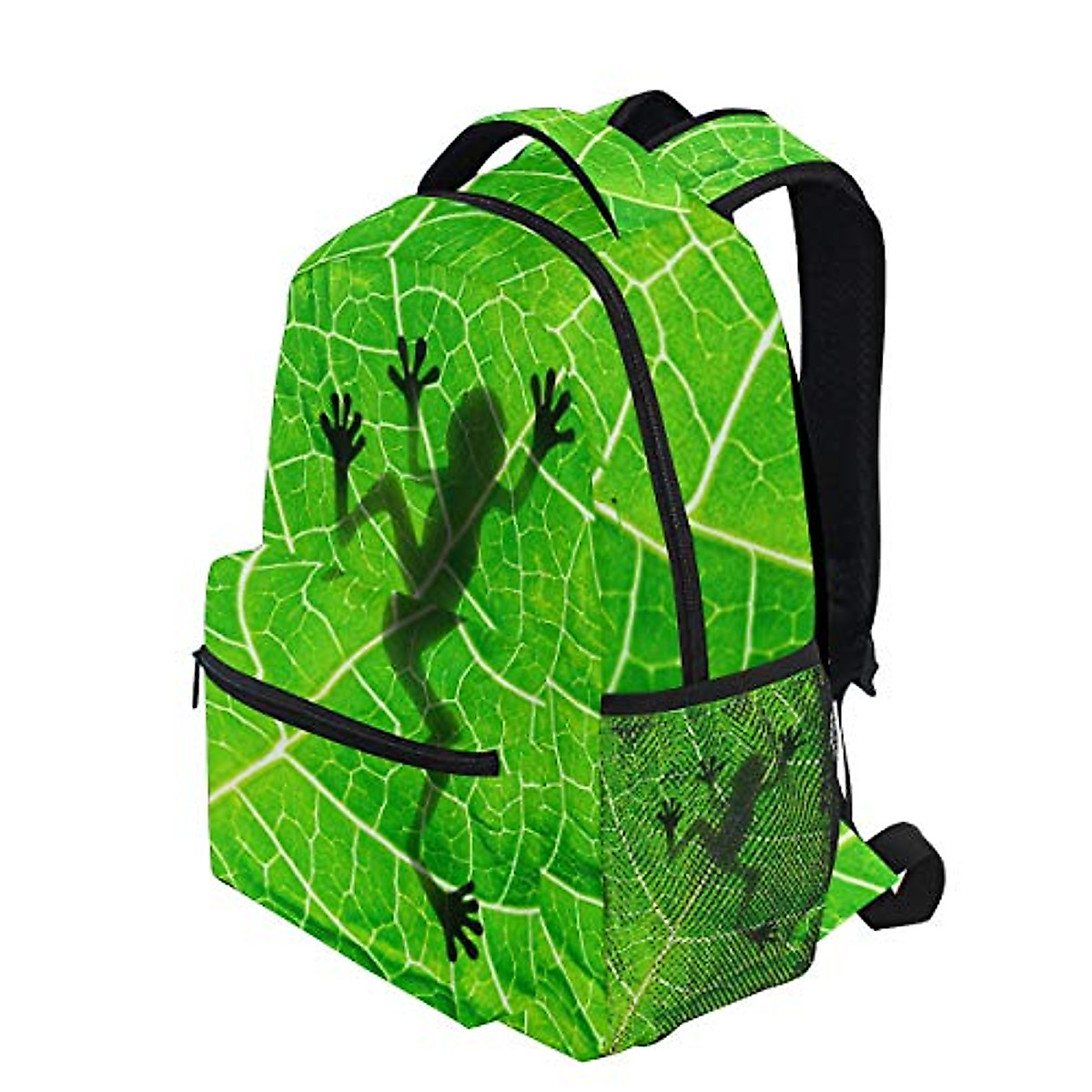ZZKKO Animal Frog Tree Leaf Boys Girls School Computer Backpacks Book Bag Travel Hiking Camping Daypack