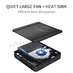 T5 Mini PC,Intel Processor N4020(up to 2.8GHz,4M Cache),Mini Computer with 4GB RAM+64GB eMMC,Dual Screen Display,HDMI+DP,USB3.0,2.4G/5GHz Dual WiFi 5, BT5.0,Gigabit Ethernet,Auto Power On
