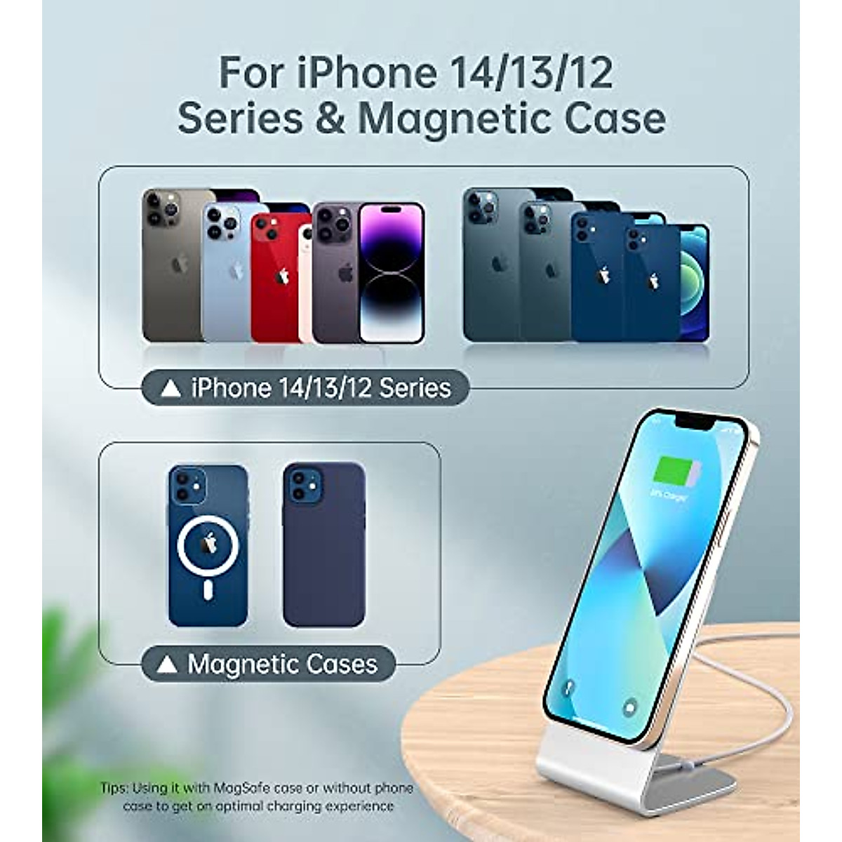 Magnetic Wireless Charger for iPhone 14/13/12 - Mag Charger+20W USB C Adapter, Convertible Fast Wireless Charging Stand/Pad with 5ft USB-C Cable for iPhone 14/13/12 Pro Max Plus Mini,Mag-Safe Charger