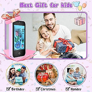 JYNZYUPO Kids Smart Phone Learning Toy Phone Gifts for Girls 3 4 5 6 Year Old Phone Touchscreen Learning Toy Christmas Birthday Gifts for 3 4 5 6 7 8 9 Year Old Girls with 8G SD Card