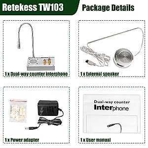 Retekess TW103 Window Speaker, Window Intercom,Independent Volume Control,Recording Function,for Travel Agency,Medical Center