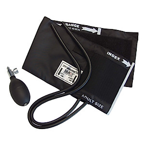 Labtron Accumax BP Cuff & Inflation System - Includes Cuff, 2-Tube Bladder, Bulb, & Valve - Large Adult, Black, 2360X