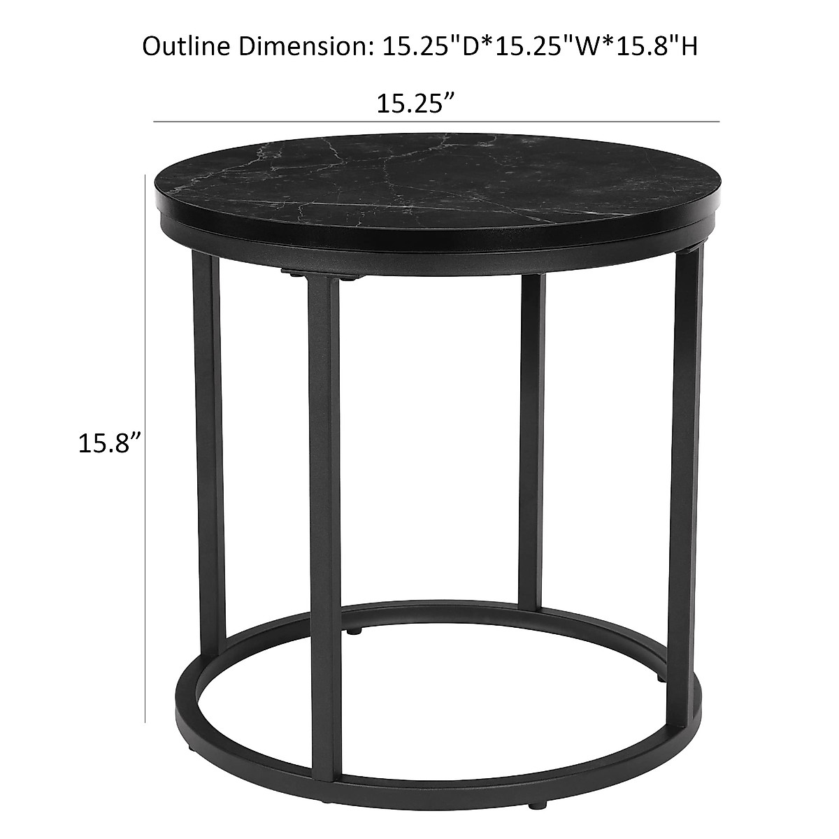 Ball & Cast Side End Table, 15.25" Dia, Black