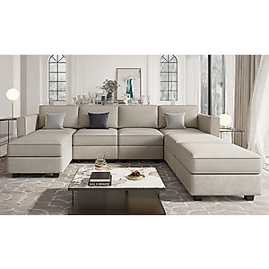 Belffin Modular Sectional Sofa U Shaped Sectional Couch with Reversible Chaises Velvet Modular Sofa with Storage Seat Grey