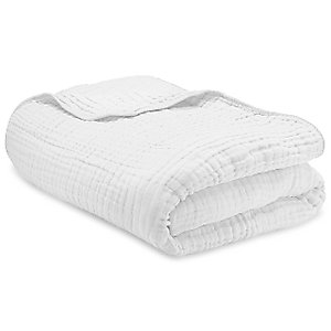Comfy Cubs Muslin Blanket for Adults, Extra Large Twin 90” x 66”, 6 Layer Cooling Cotton Softness, Breathable & Warm Throw for Bedroom, Living Room Couch (White, Twin - Muslin)