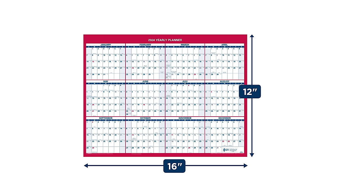 AT-A-GLANCE 2024 Erasable Calendar - Versatile Planning