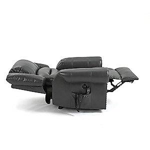 Electric Lift Chair Power Recliner,Reclining Lifting Single Sofa Armchair with Heat and Massage,Heavy Duty Dual Motor Faux Leather Upholstery Lazy Lounge Couch w//USB Ports,Side Pockets&Nailed Decor